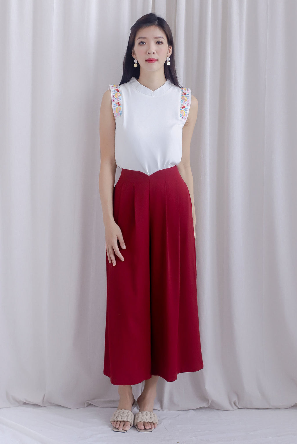 Kydra Curve In Waist Pants In Wine Red – The Design Closets