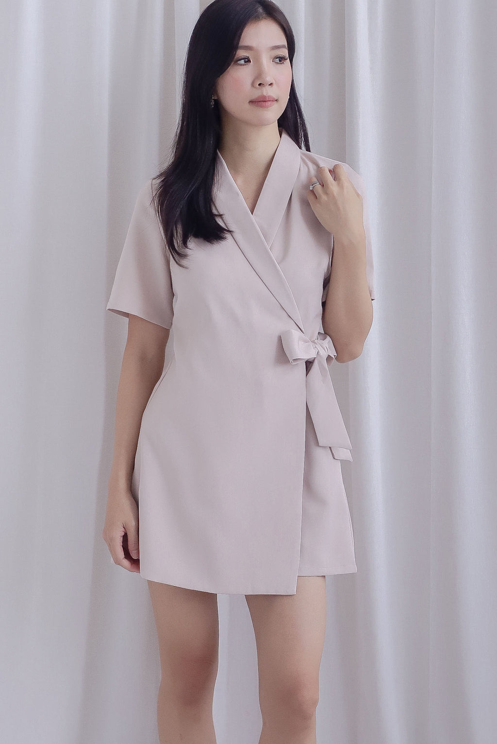 Oren Lape Collar Wrap Overlap Romper In Wheat – The Design Closets